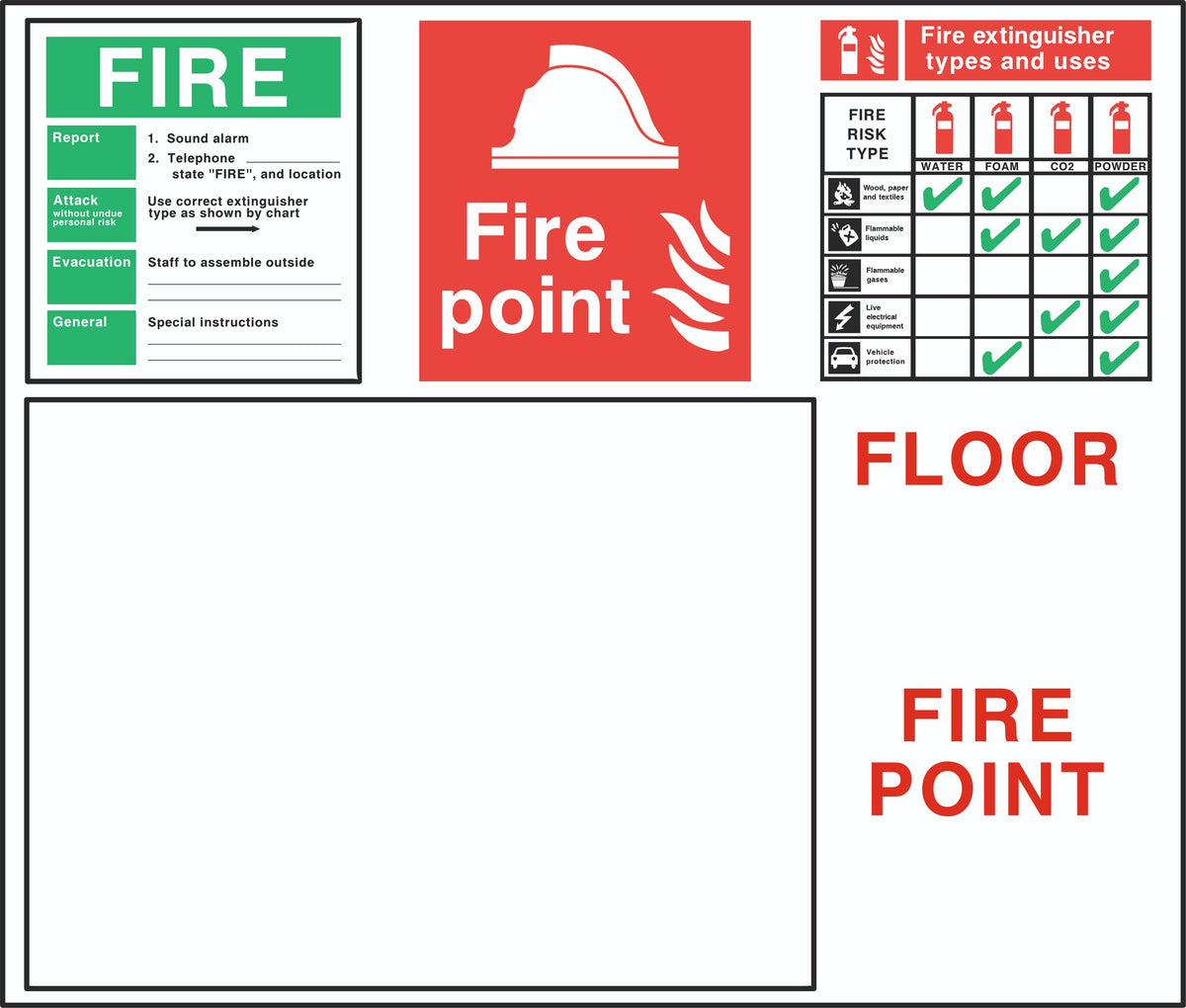 Fire Instruction Fire Point Extinguisher Floor Plan sign, Self Adhesiv ...